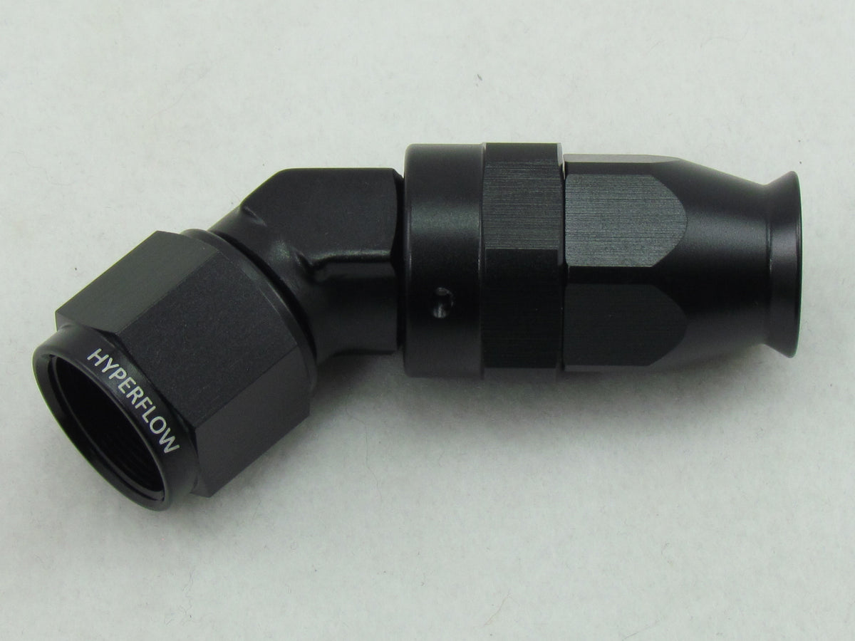 168 SERIES FORGED 45° PTFE (TEFLON) SWIVEL HOSE END – Hyperflow Performance Inc