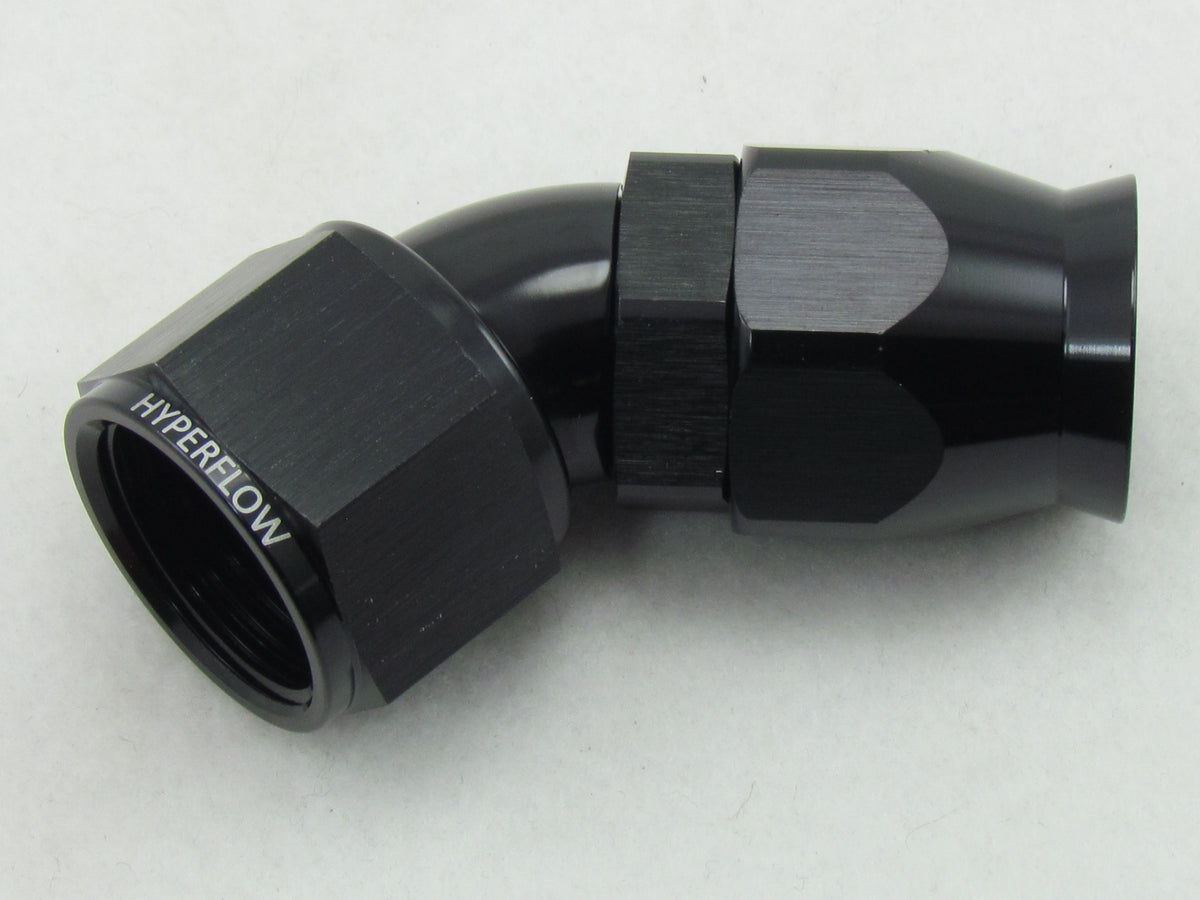 172 SERIES MEGAFLOW 45° PTFE (TEFLON) PTFE SWIVEL HOSE END – Hyperflow Performance Inc